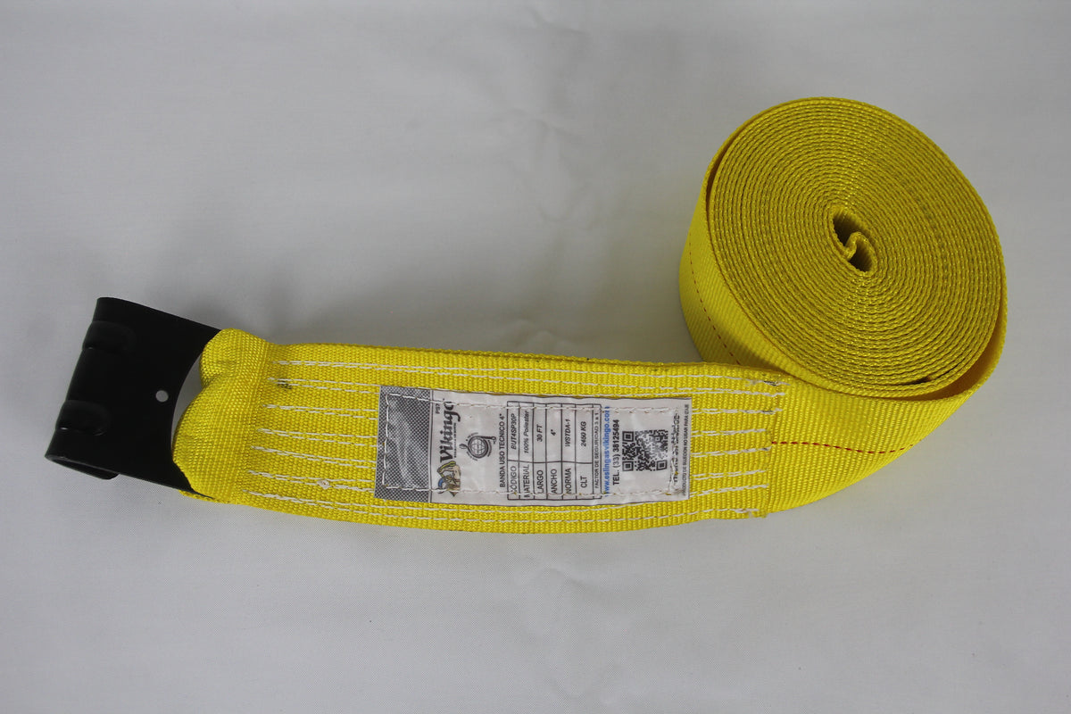 BANDA DE USO TÉCNICO CON GANCHO PLANO DE 4" — Eslingas Matriz